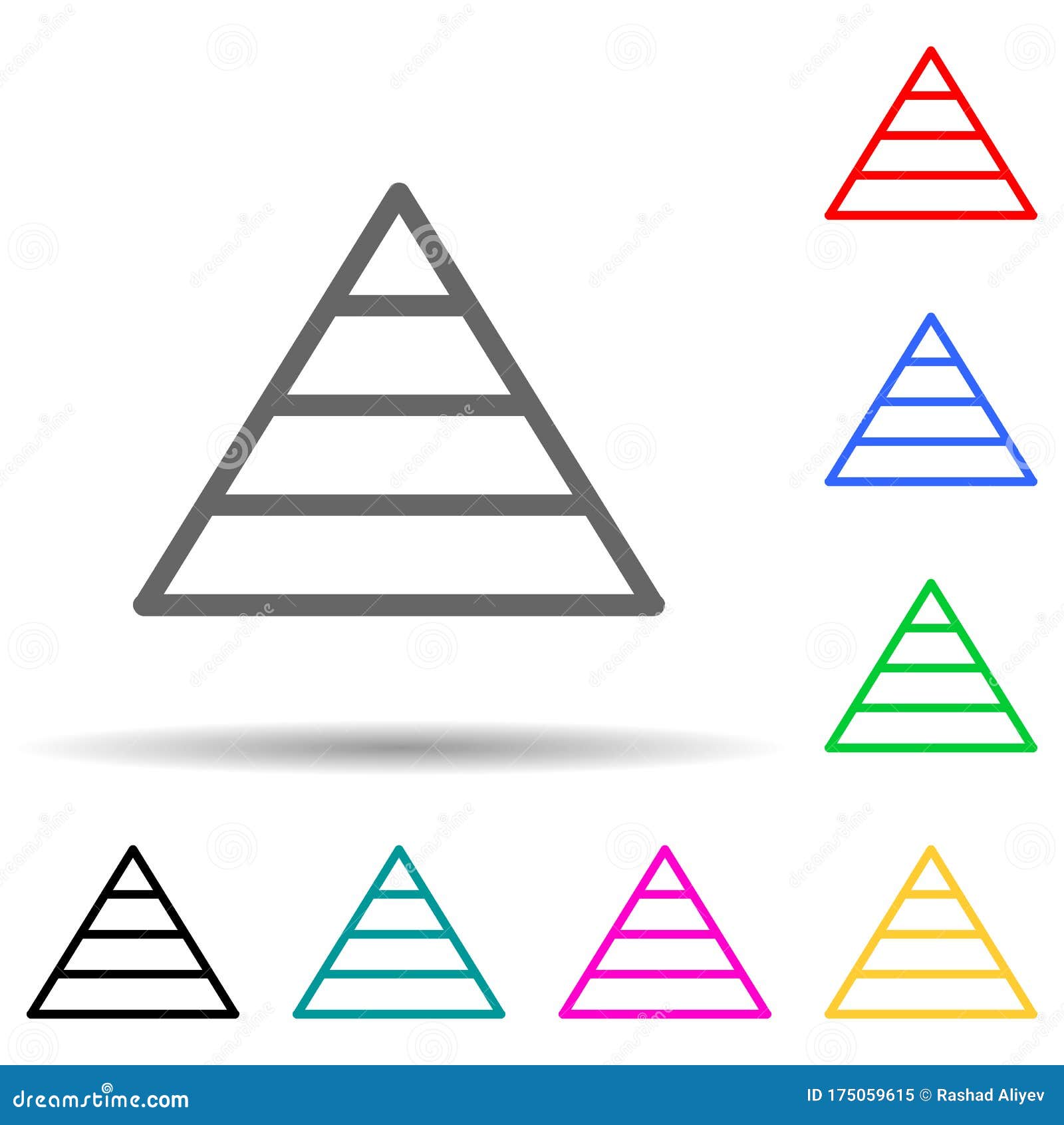 Pyramid Diagram Multi Color Style Icon Simple Thin Line Outline Of Web Icons For Ui And Ux