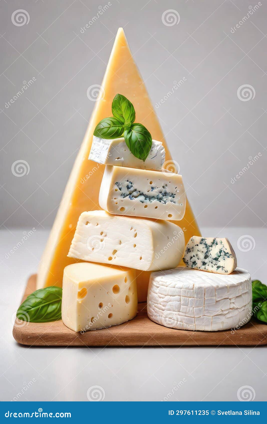 A Pyramid of Different Kinds of Cheese Stock Illustration ...