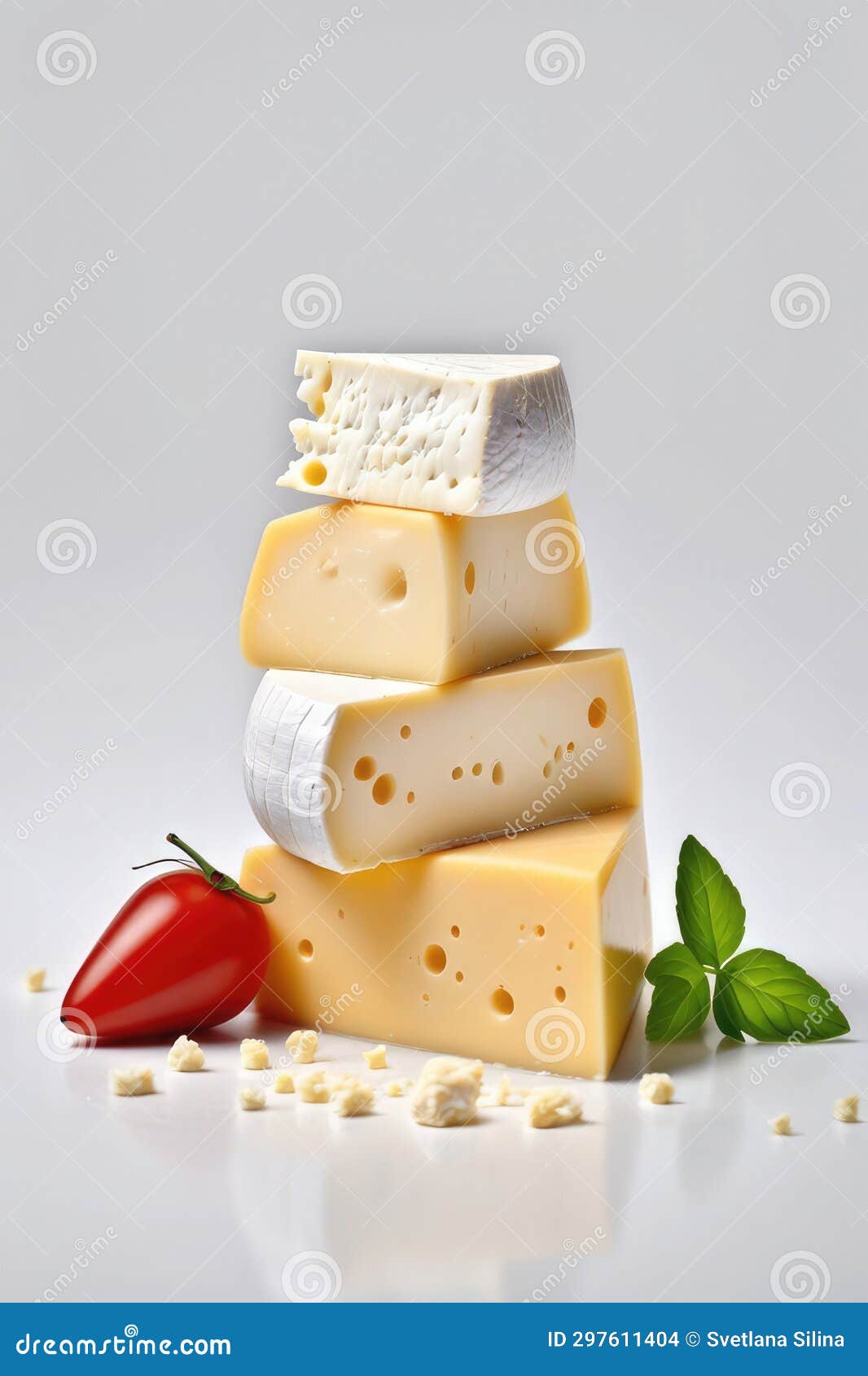 A Pyramid of Different Kinds of Cheese Stock Illustration ...