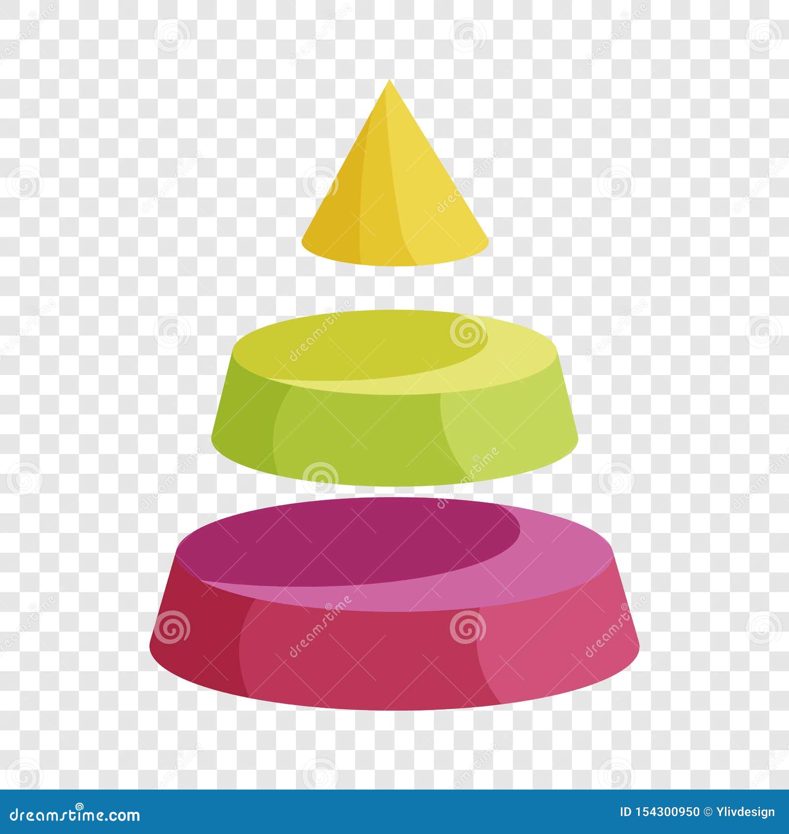 Pyramid Divided into Three Segment Layers Icon Stock Vector ...