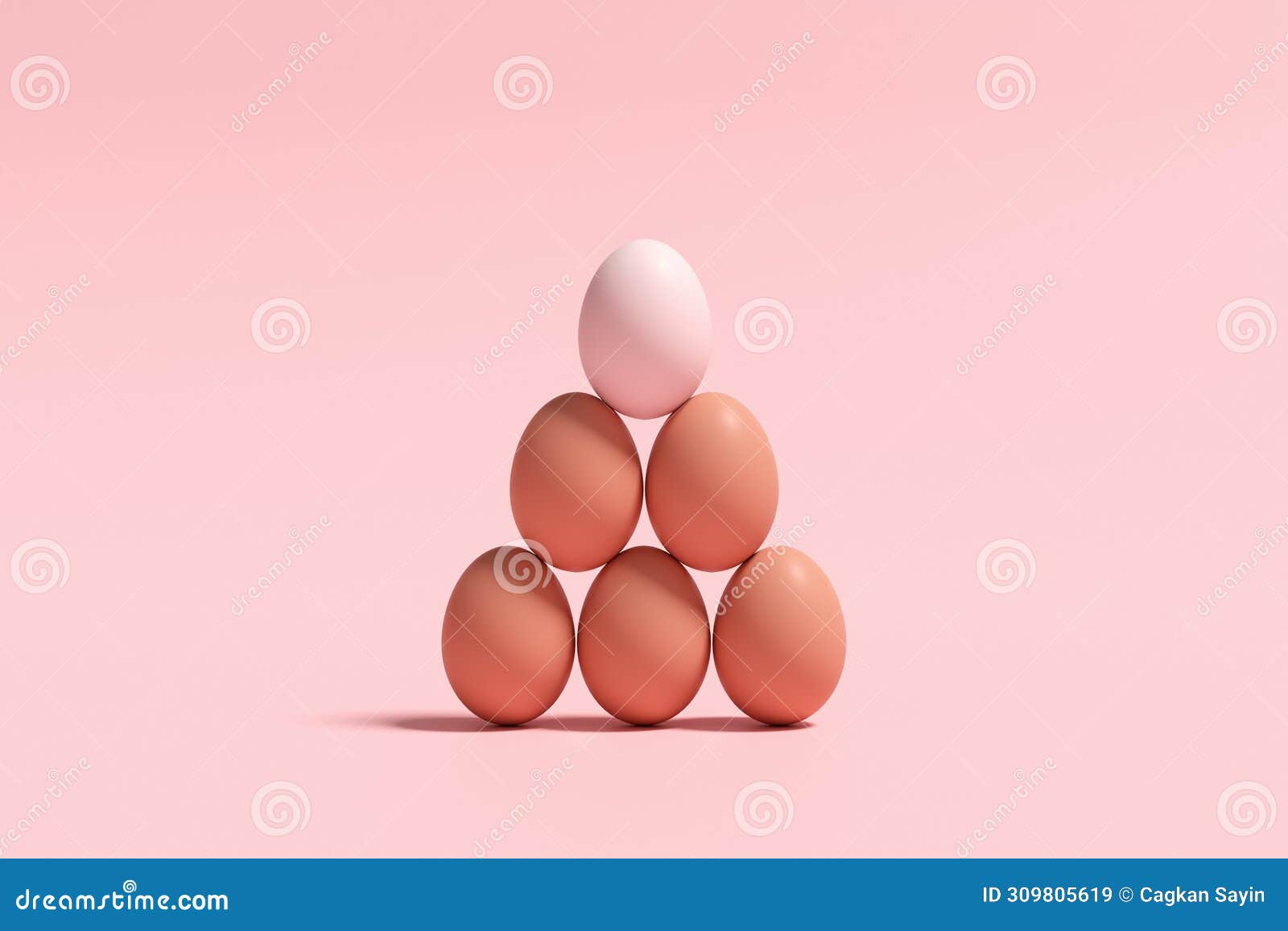 Pyramid of Eggs Against Pink Background Stock Illustration ...