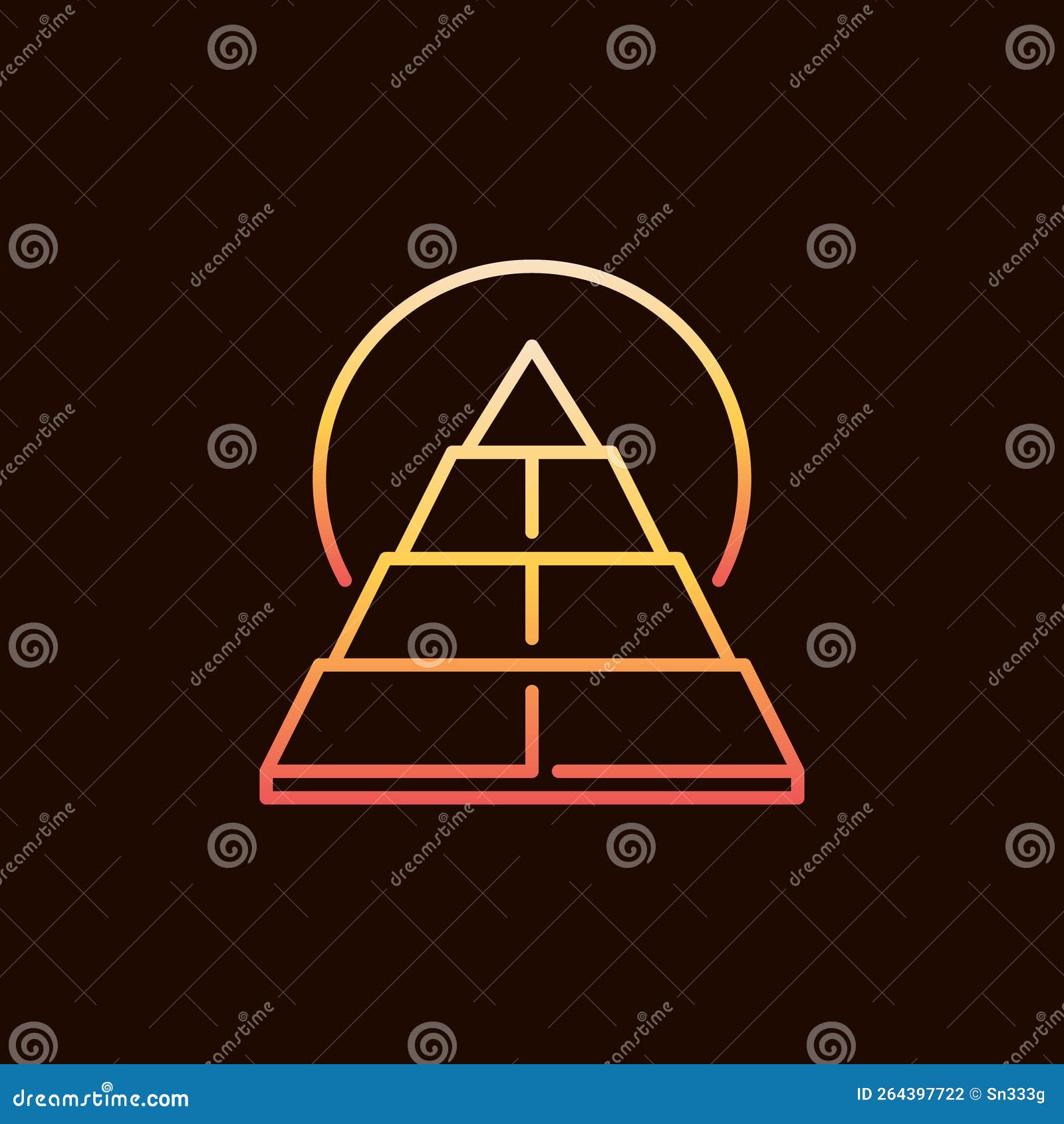 Pyramid and Egyptian Sun Vector Concept Thin Line Colorful Icon Stock ...