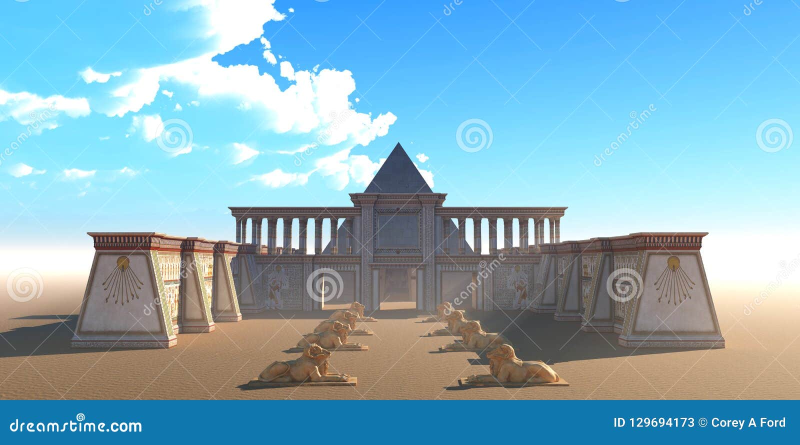 Pyramid Egyptian Temple stock illustration. Illustration of pillar ...