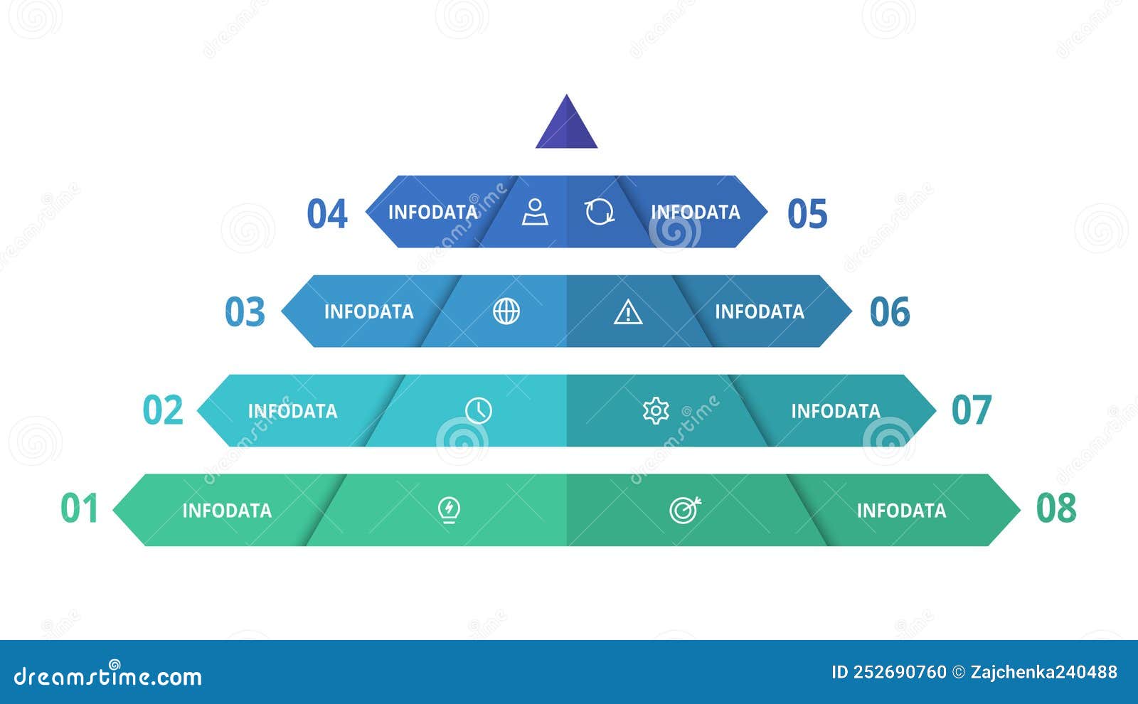 Pyramid with 8 Elements, Infographic Template for Web, Business ...