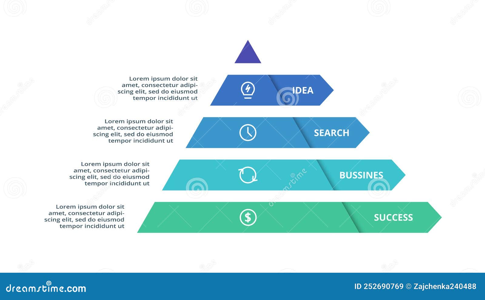 Pyramid with 4 Elements, Infographic Template for Web, Business ...