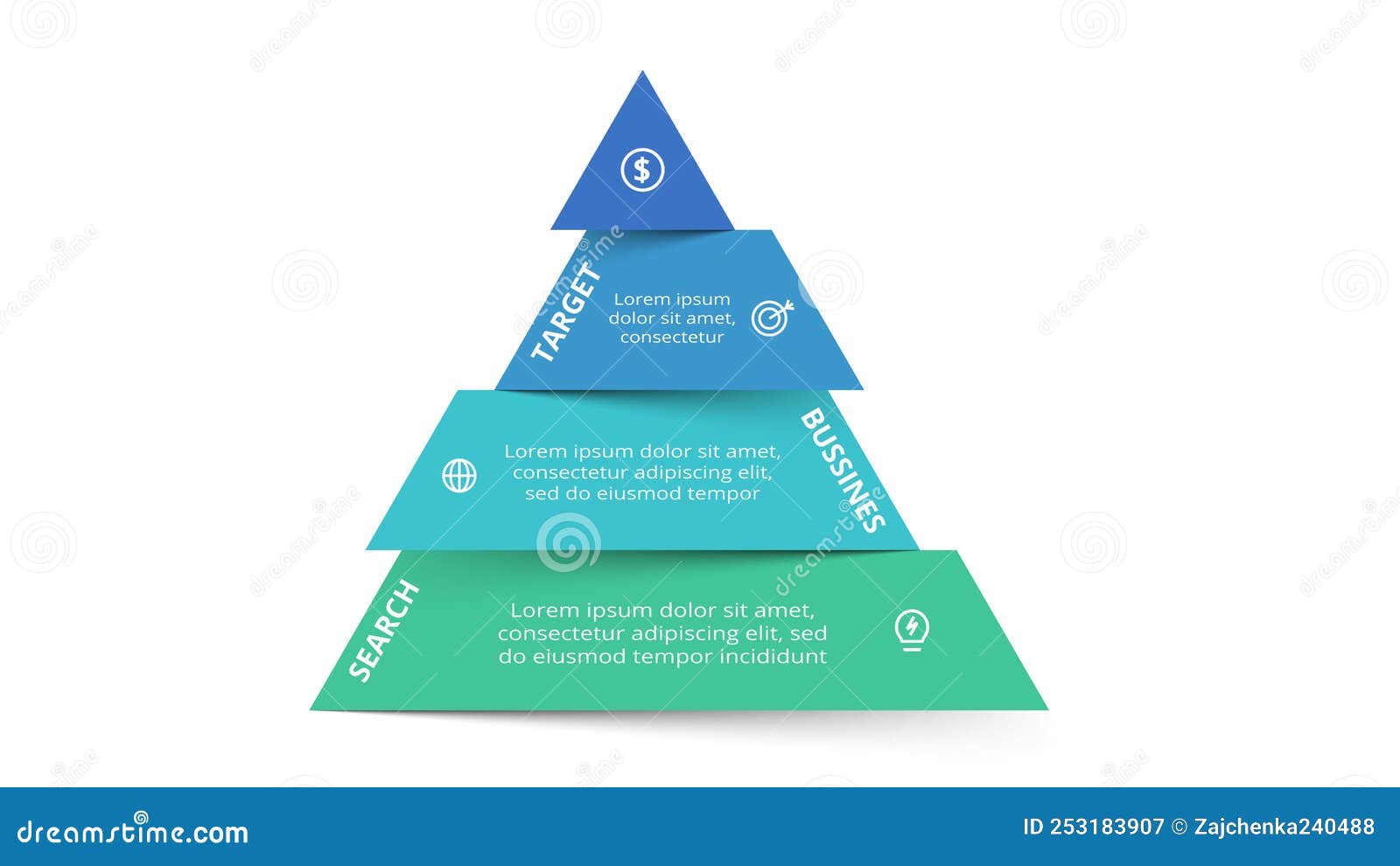 Pyramid with 4 Elements, Infographic Template for Web, Business ...