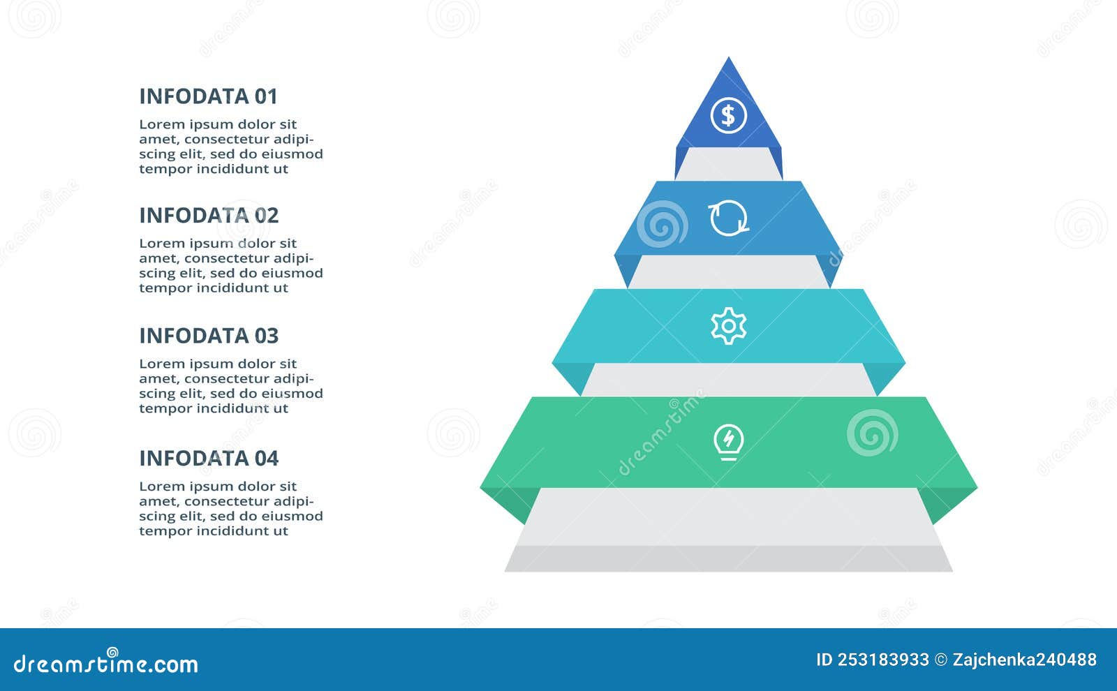 Pyramid with 4 Elements, Infographic Template for Web, Business ...