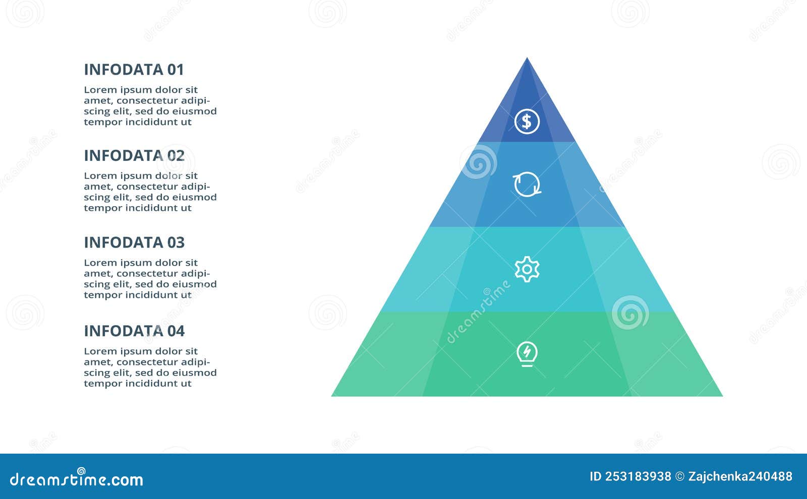 Pyramid with 4 Elements, Infographic Template for Web, Business ...