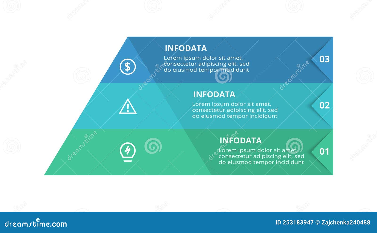 Pyramid with 3 Elements, Infographic Template for Web, Business ...