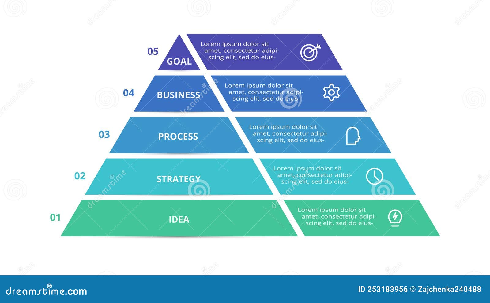 Pyramid with 5 Elements, Infographic Template for Web, Business ...