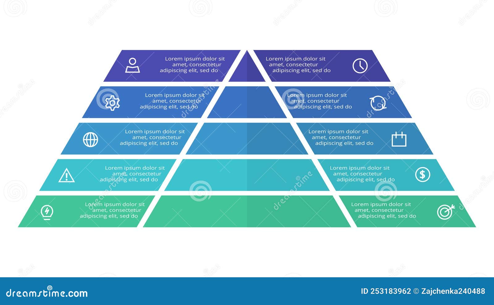 Pyramid with 10 Elements, Infographic Template for Web, Business ...