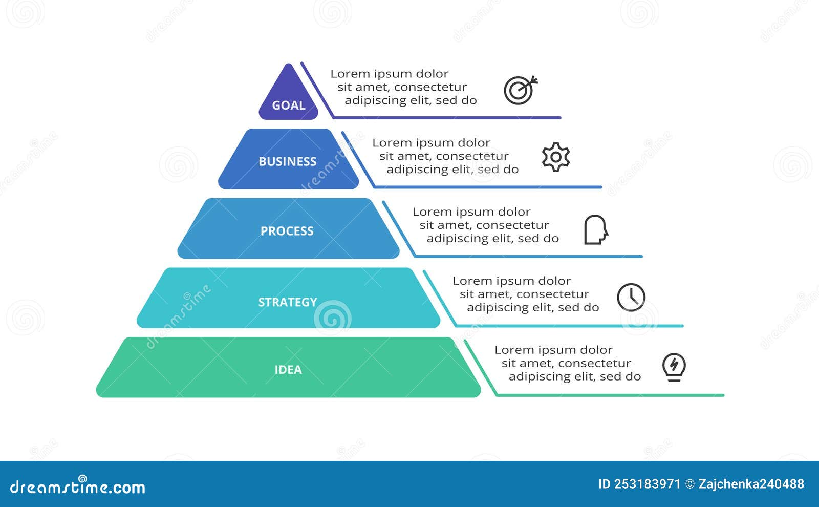 Pyramid with 5 Elements, Infographic Template for Web, Business ...