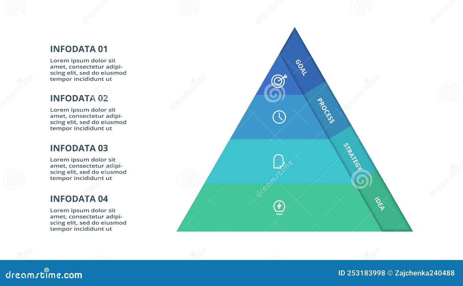 Pyramid with 4 Elements, Infographic Template for Web, Business ...