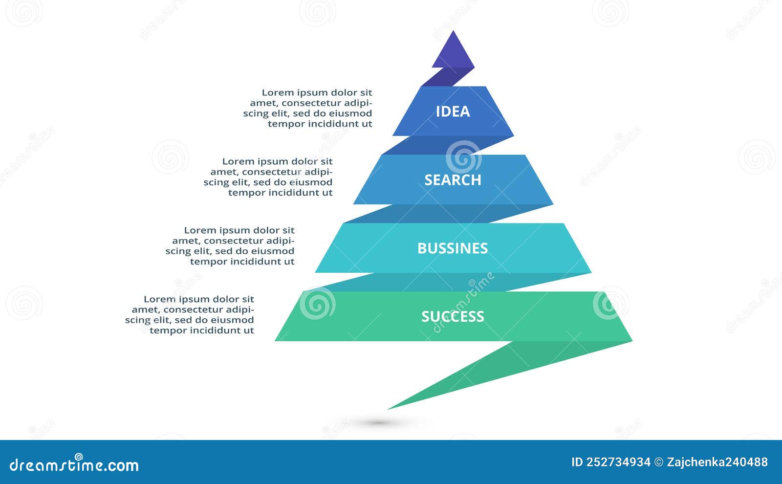 Pyramid with 4 Elements, Infographic Template for Web, Business ...