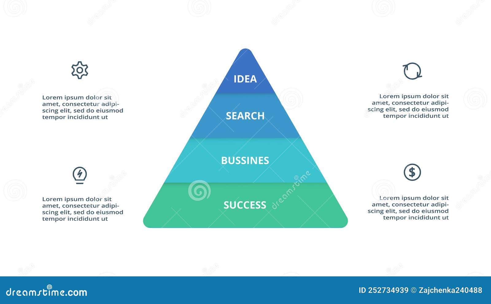 Pyramid with 4 Elements, Infographic Template for Web, Business ...