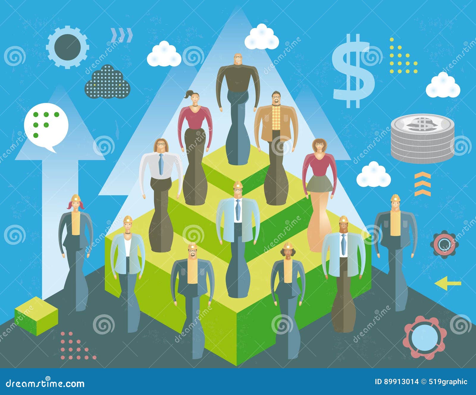 Pyramid of employees stock vector. Illustration of gear - 89913014