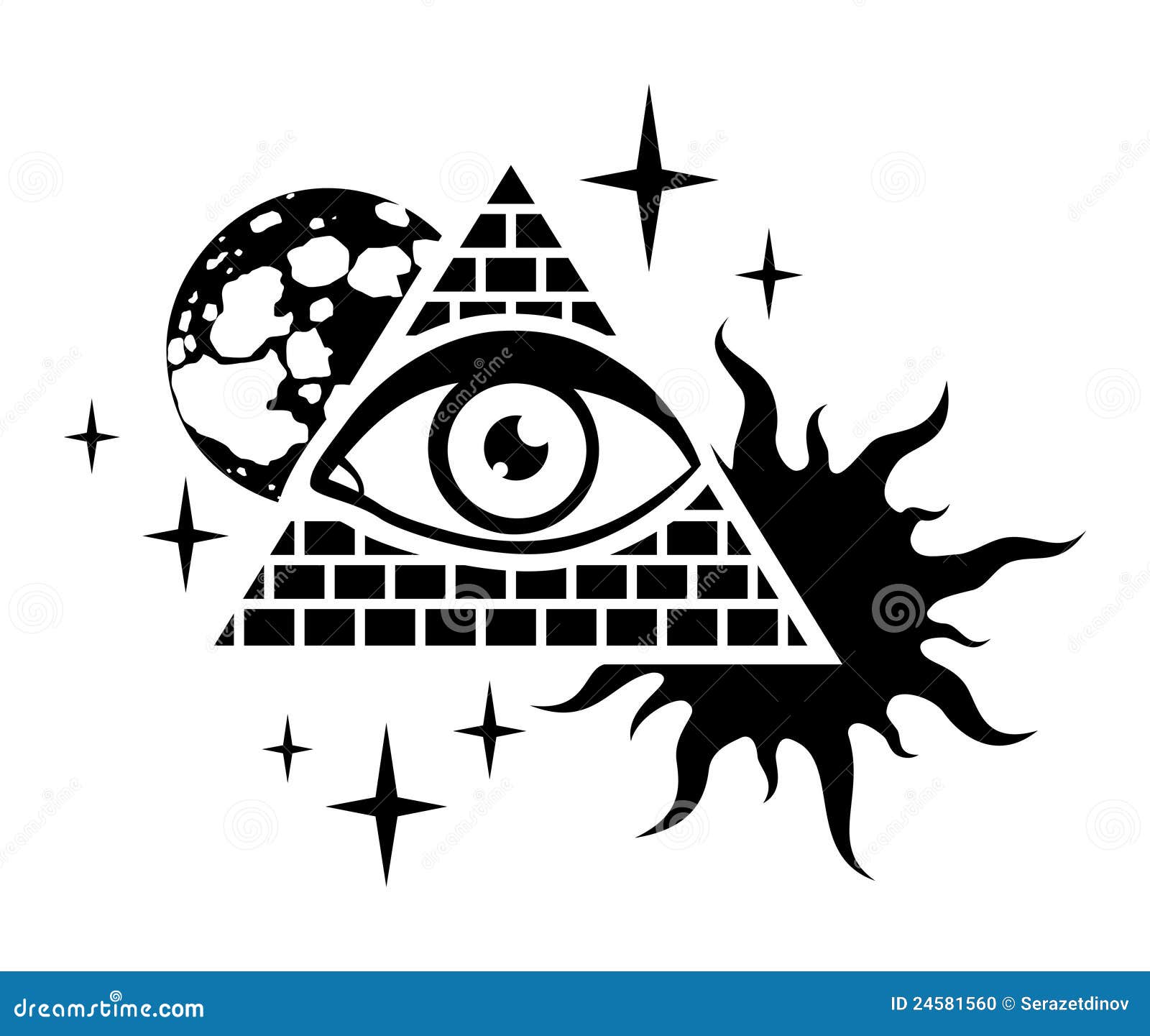 Eyeball Pyramid With Realistic Human Eyes With Red Iris Isolated On ...