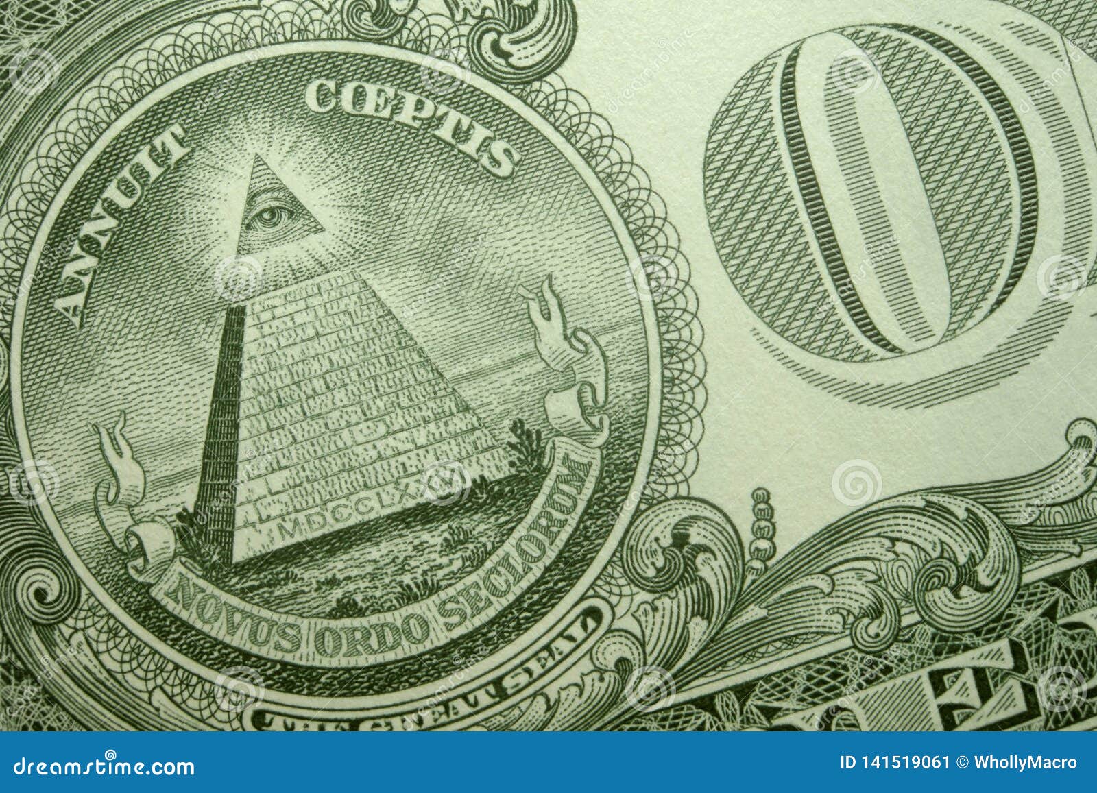 Pyramid, Eye of Providence, and O of ONE on Back of an American Single ...