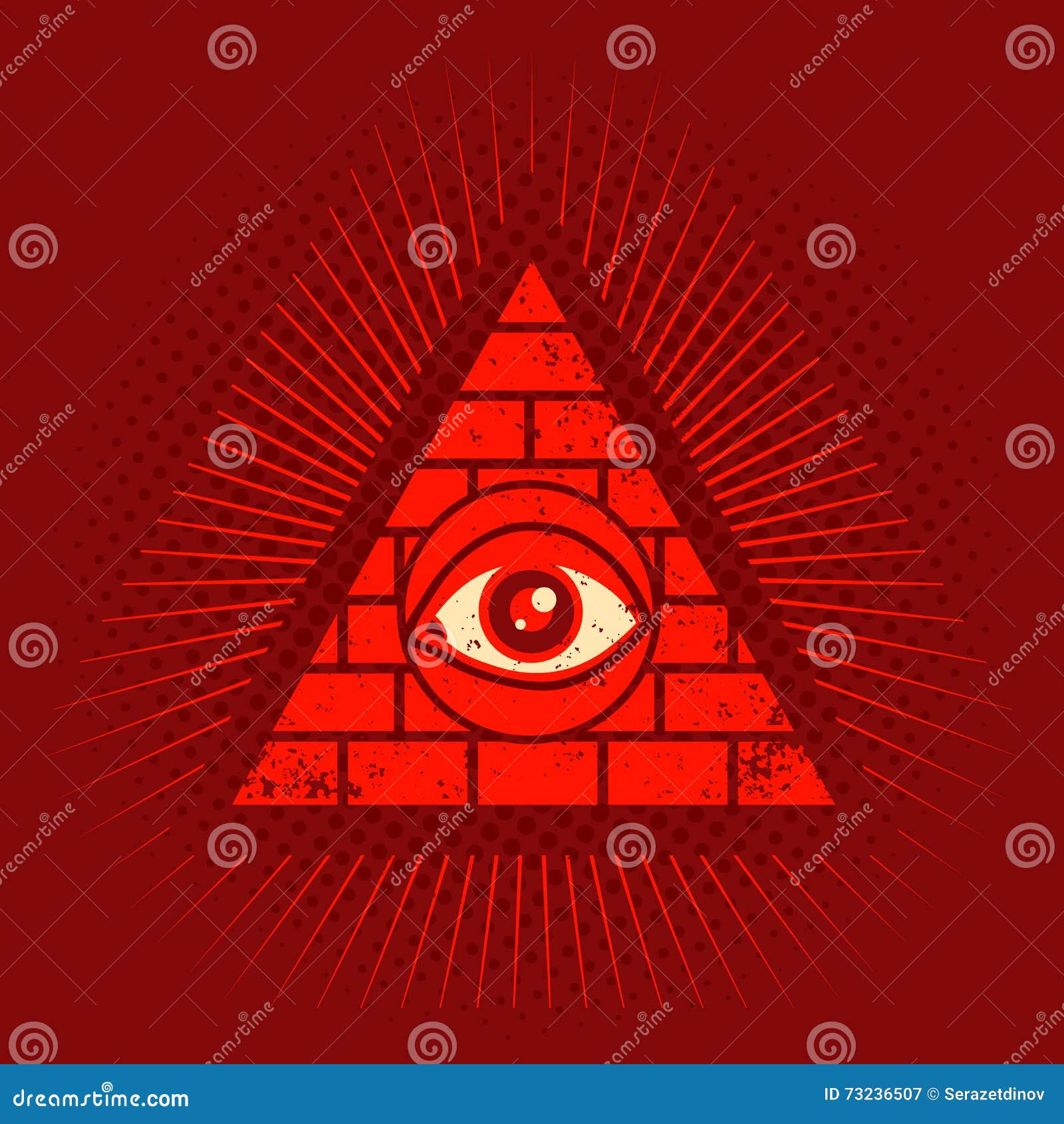 Eyeball Pyramid With Realistic Human Eyes With Red Iris Isolated On ...