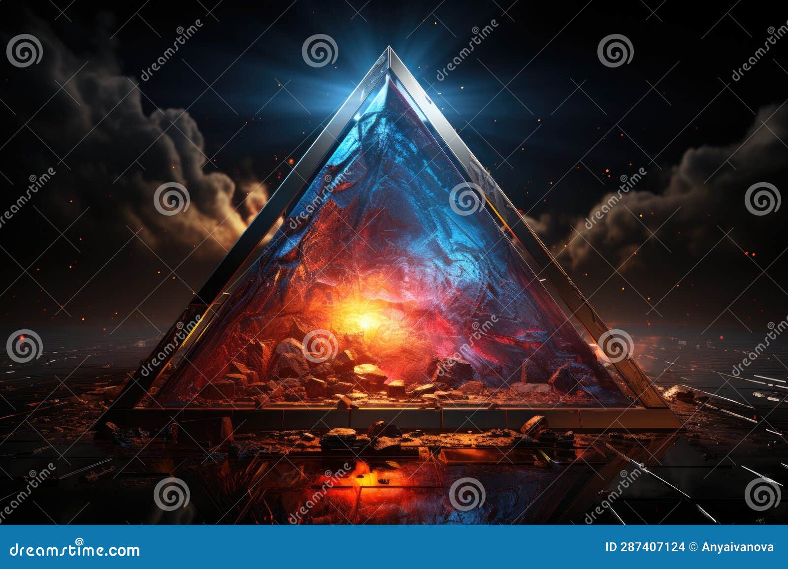 A Pyramid with a Fire Inside of it. Stock Illustration - Illustration ...