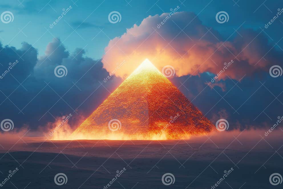 A Pyramid with a Fire on Top of it Stock Photo - Image of street ...