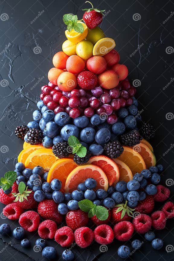 A Pyramid of Fruit Arranged in a Triangle Shape on Top of Each Other ...
