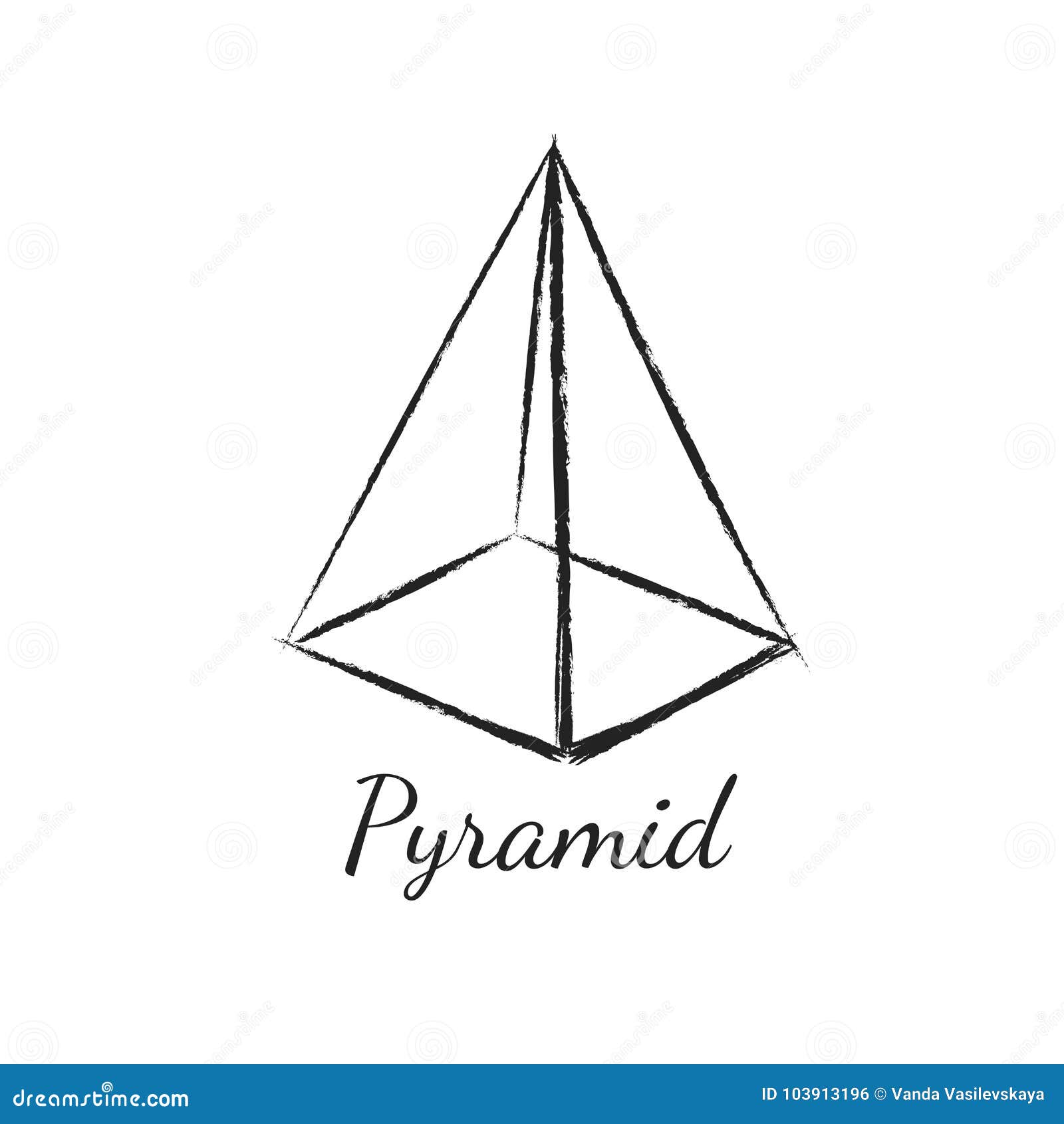 Pyramid Geometric Figure Outline Icon Cartoon Vector | CartoonDealer ...