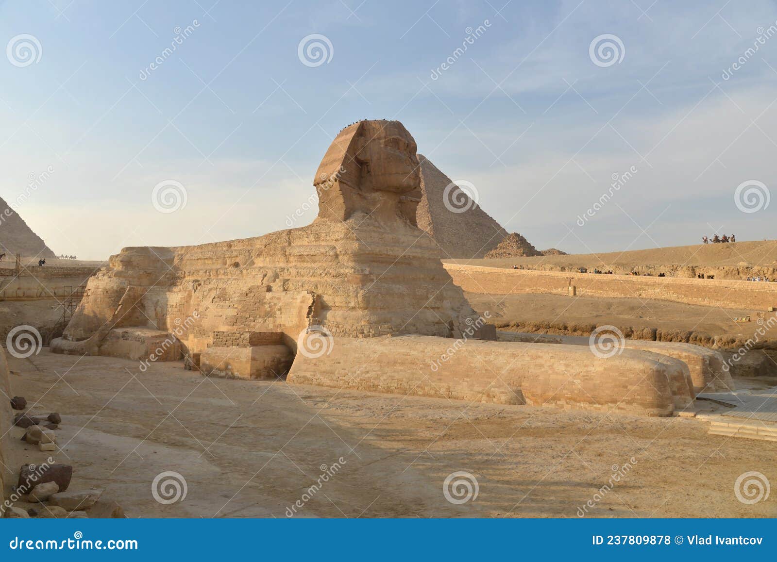 The Pyramid at Giza in the Desert and Sphinx Stock Photo - Image of ...