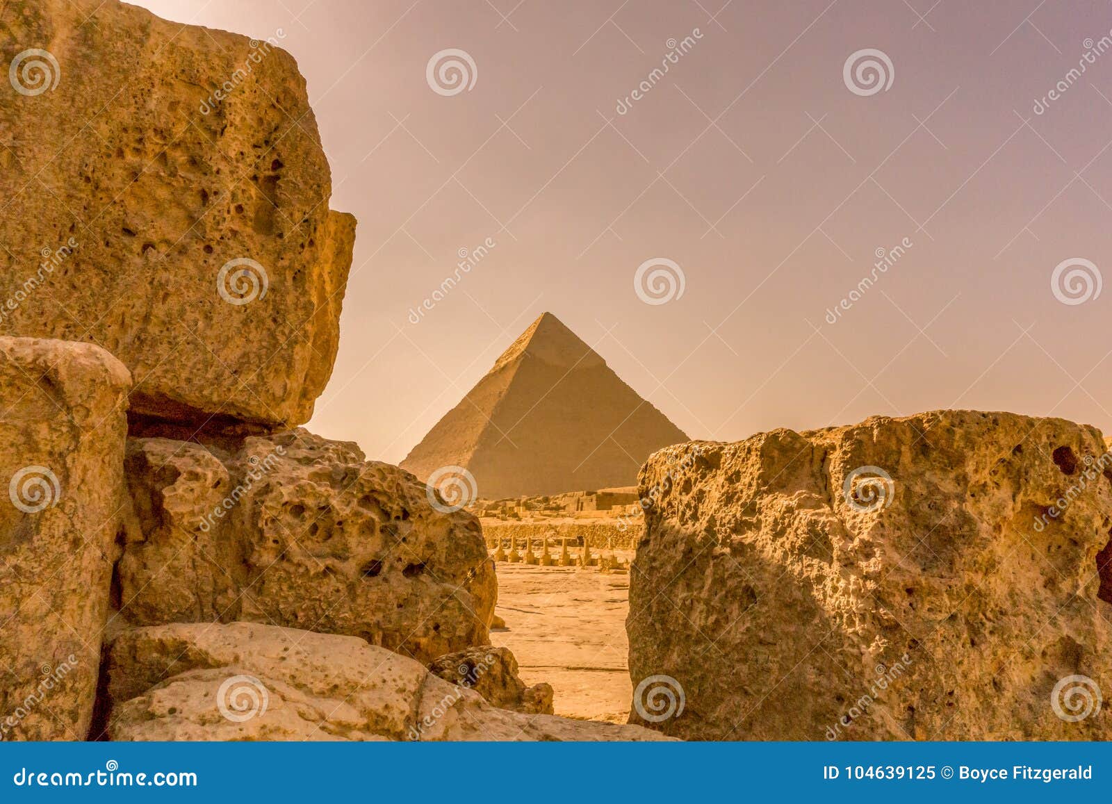 Pyramid in Giza Framed between Limestone Blocks Stock Image - Image of ...