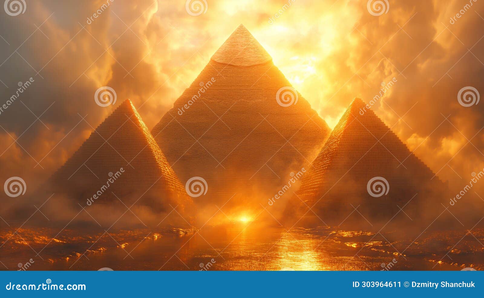Pyramid of Giza at Sunset, Egypt. 3D Rendering Stock Illustration ...