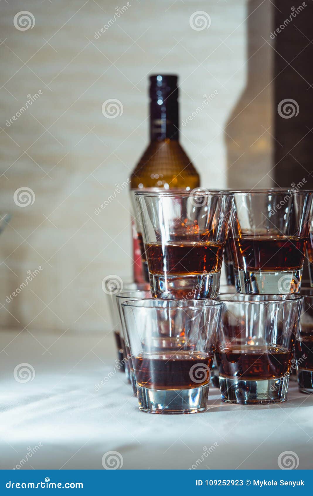 Pyramid of Glasses of Alcohol Made in a Pyramid for Event Party or ...
