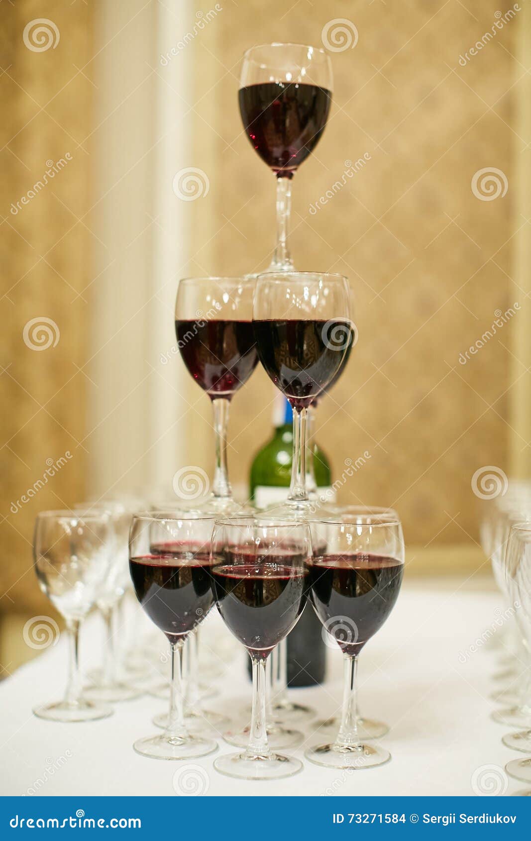 Pyramid of Glasses with Red Wine Stock Photo - Image of alcohol ...