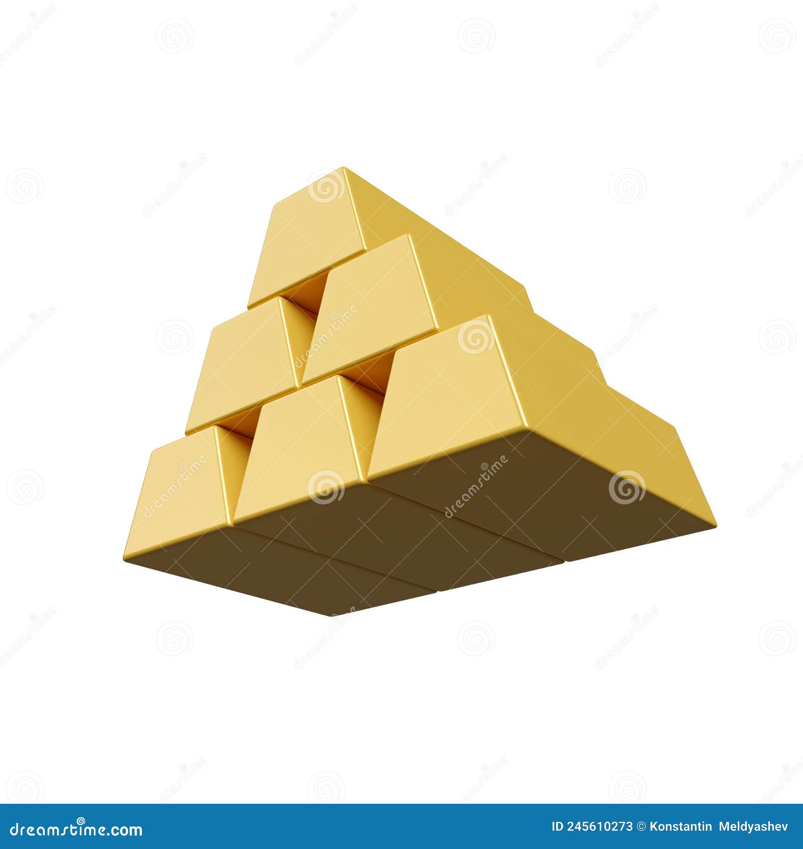 Pyramid of Gold Bars Bottom Left View 3d Icons Render Illustration ...