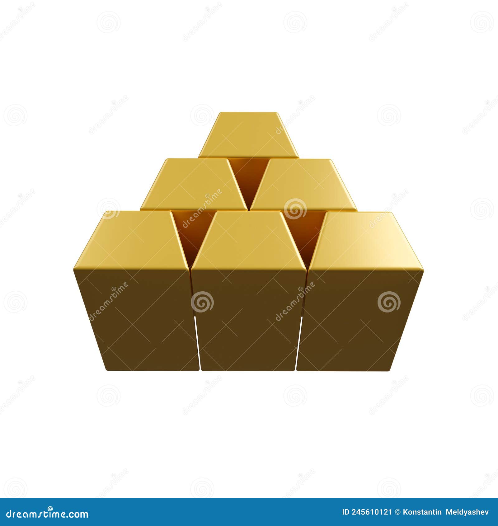 Pyramid of Gold Bars Bottom View 3d Icons Render Illustration Stock ...