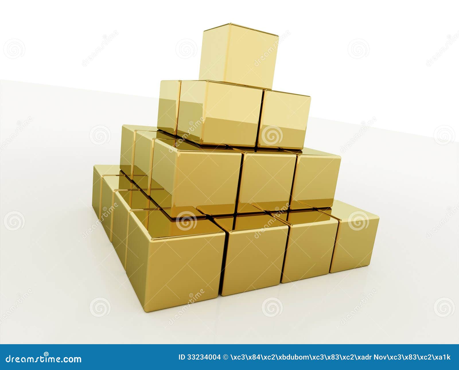 Pyramid with gold cubes stock illustration. Illustration of ...