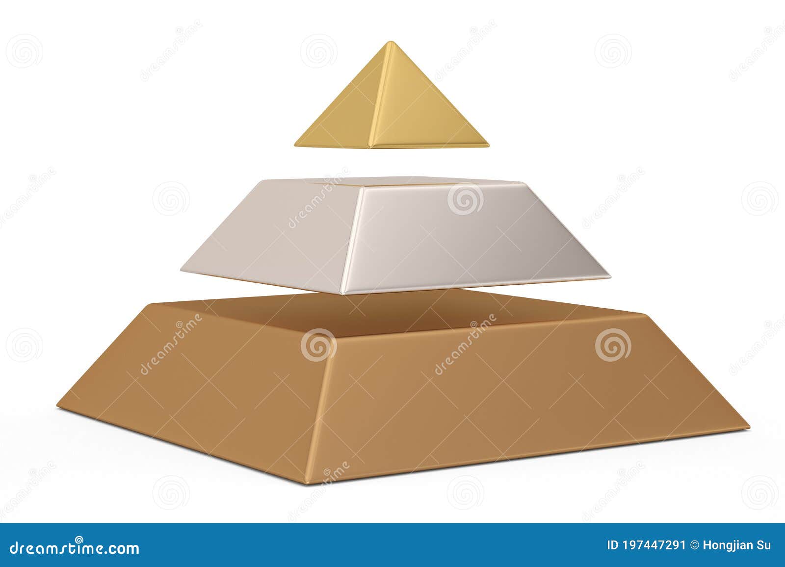 Pyramid of Gold, Silver and Copper Isolated on White Background, 3D ...