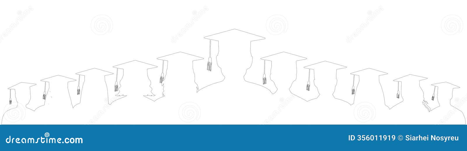 Pyramid of Graduates Students with Academic Caps, Silhouette ...