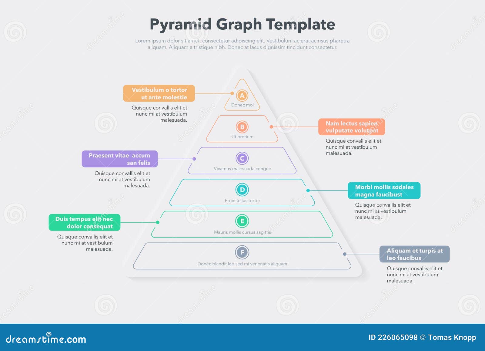 Pyramid Graph Template with Six Colorful Steps Stock Vector ...