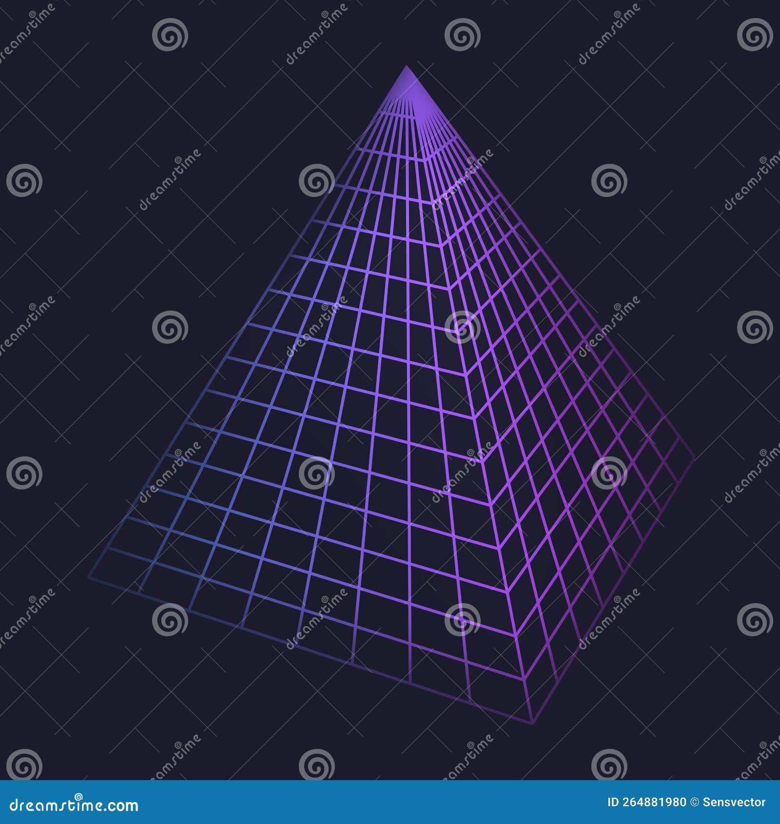 Pyramid Grid Figure Low Poly Neon Geometric Shape Stock Vector ...