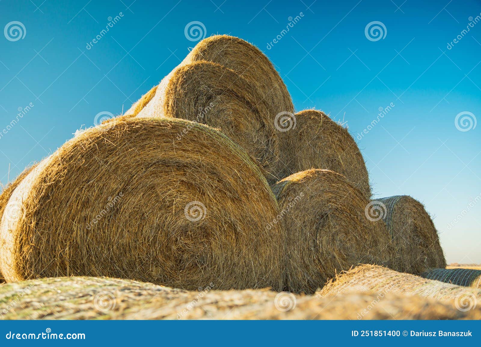 Pyramid of Hay Bales Against the Sky Stock Photo - Image of haystack ...