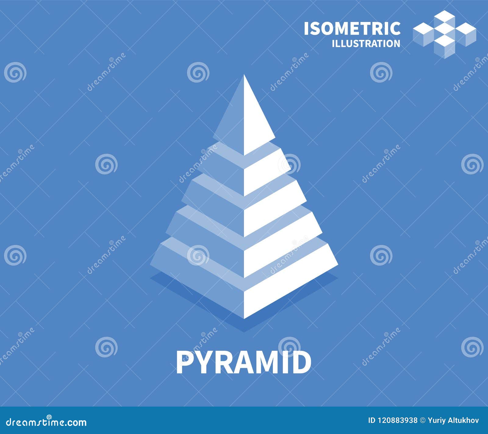 Pyramid Icon. Isometric Template for Web Design in Flat 3D Style Stock ...