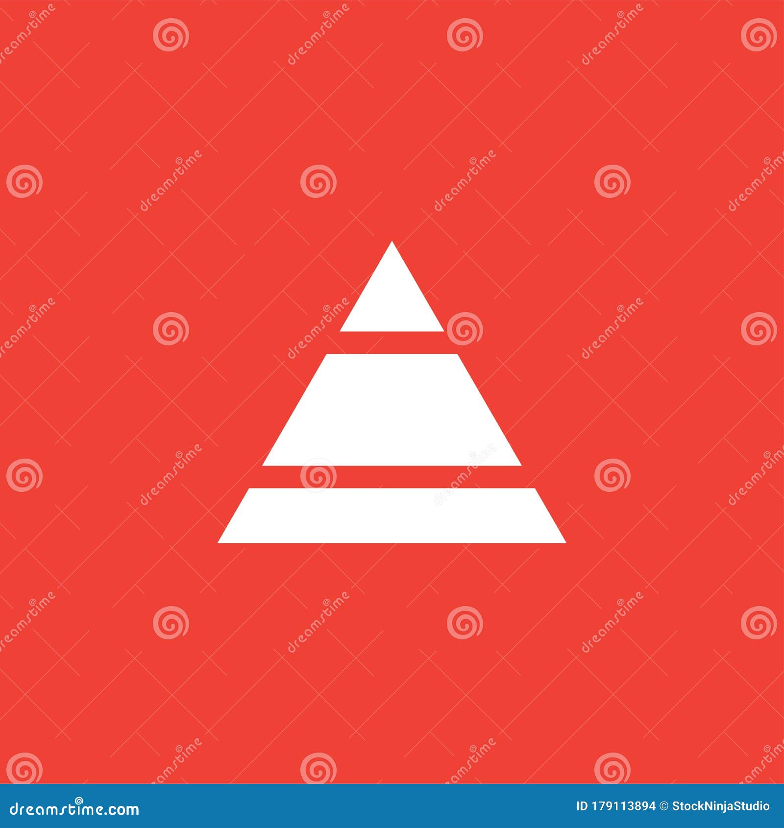 Pyramid Icon on Red Background. Red Flat Style Vector Illustration ...