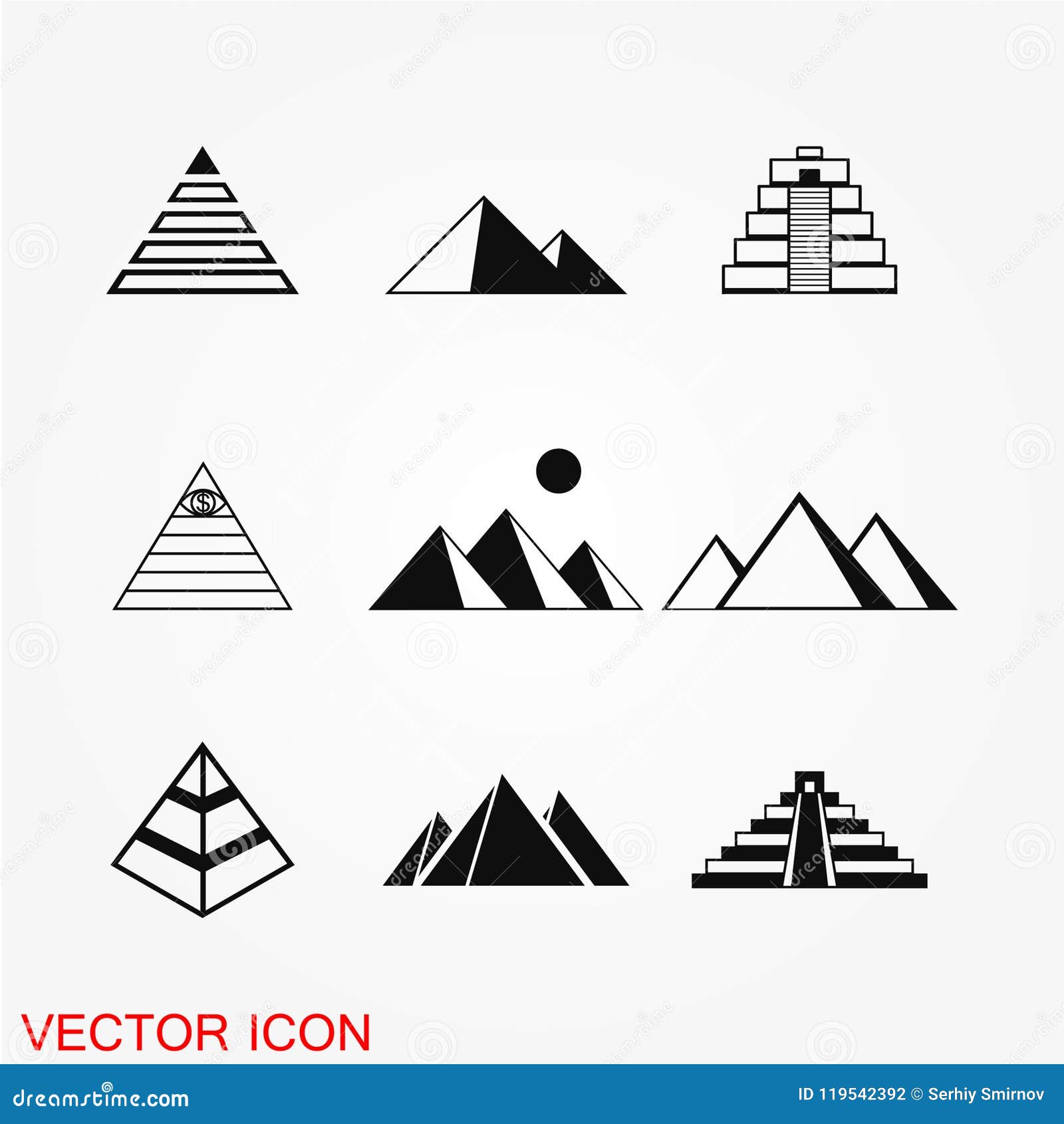 Pyramid icon vector stock vector. Illustration of black - 119542392