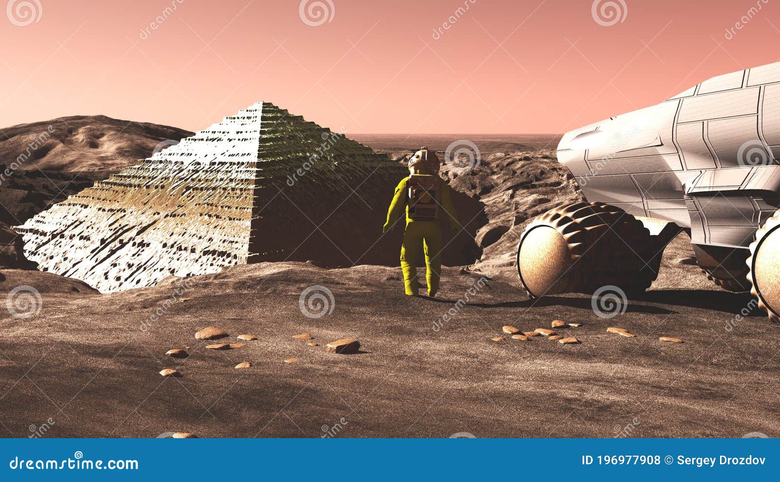 Pyramid on Mars stock illustration. Illustration of mars - 196977908