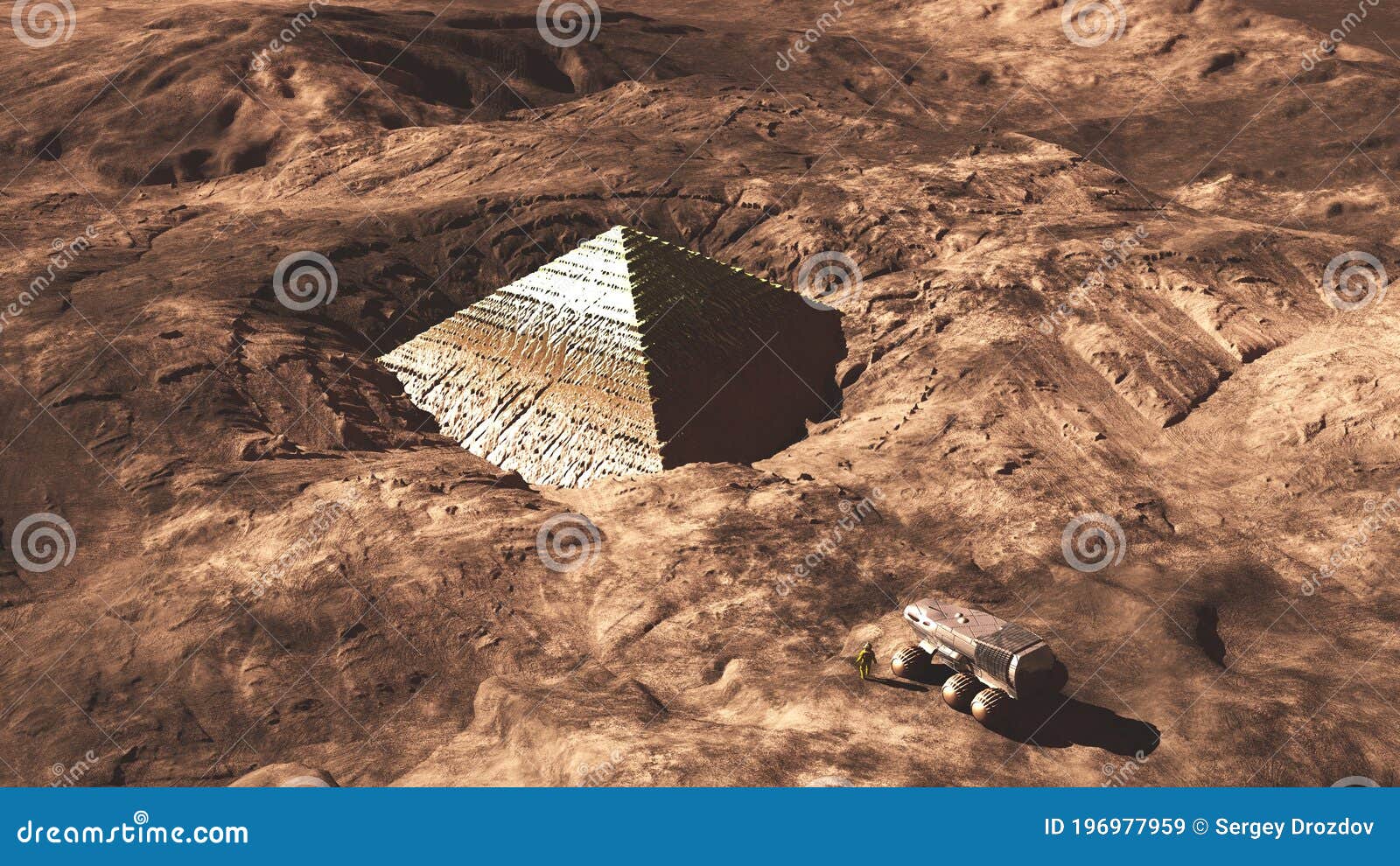 Pyramid on Mars stock illustration. Illustration of technology - 196977959