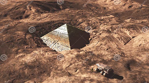Pyramid on Mars stock illustration. Illustration of technology - 196977959