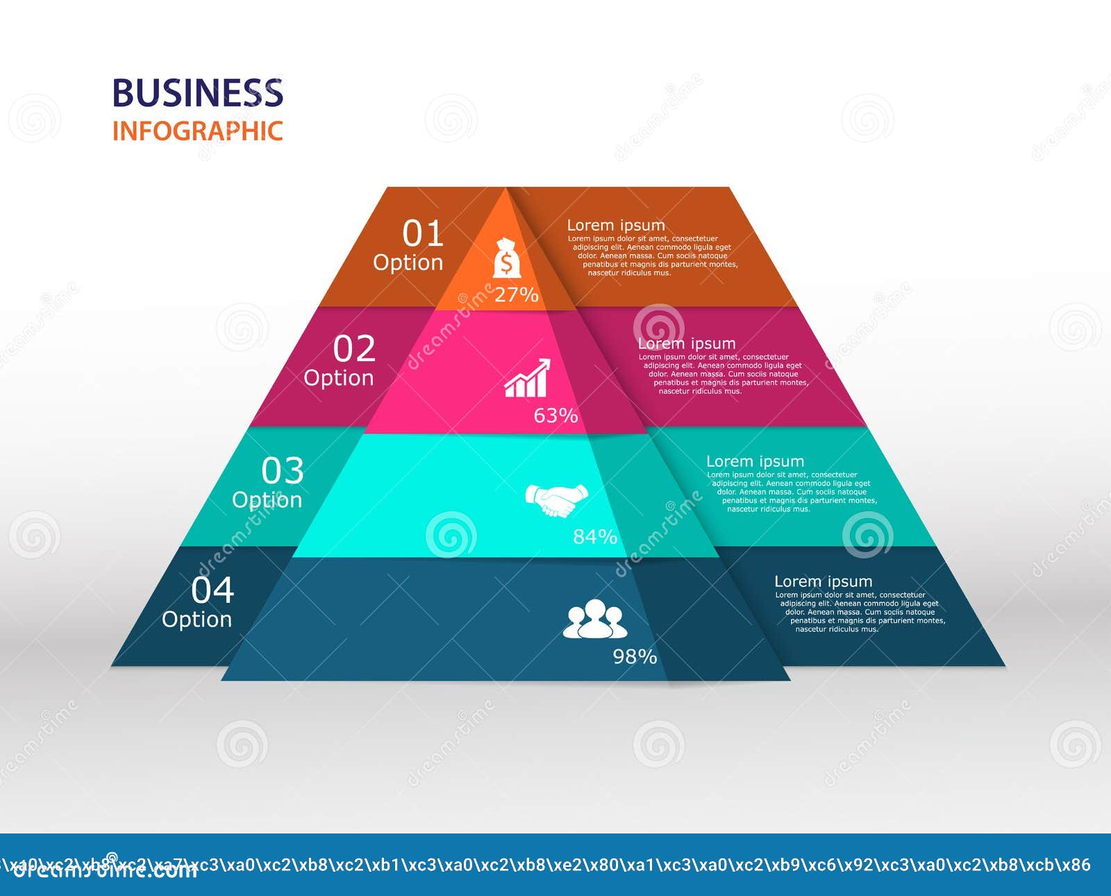 Pyramid Infographic Template with 4 Elements. Illustratio Stock Vector ...