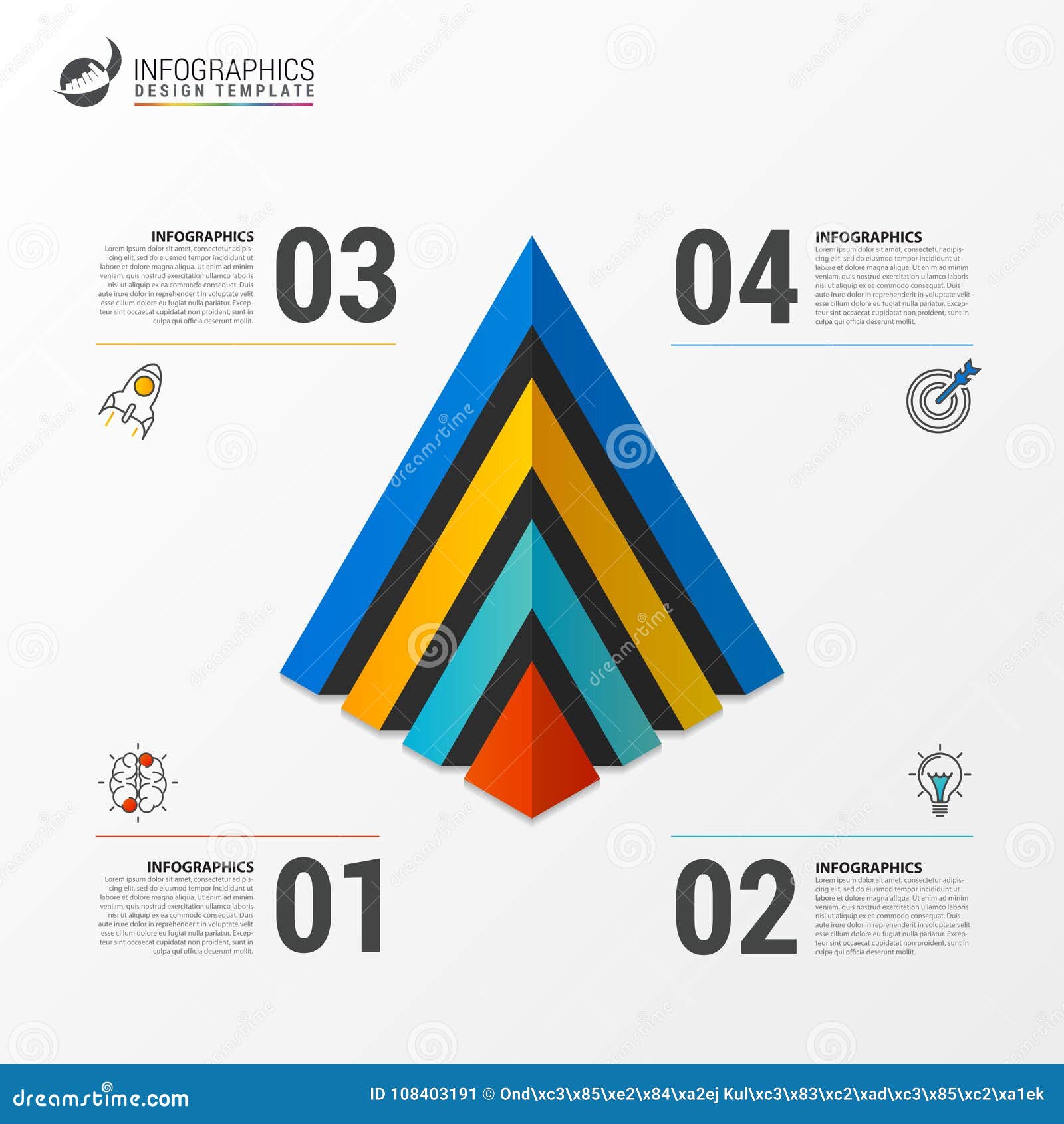 Pyramid Four Steps Triangle Infographics Royalty-Free Cartoon ...