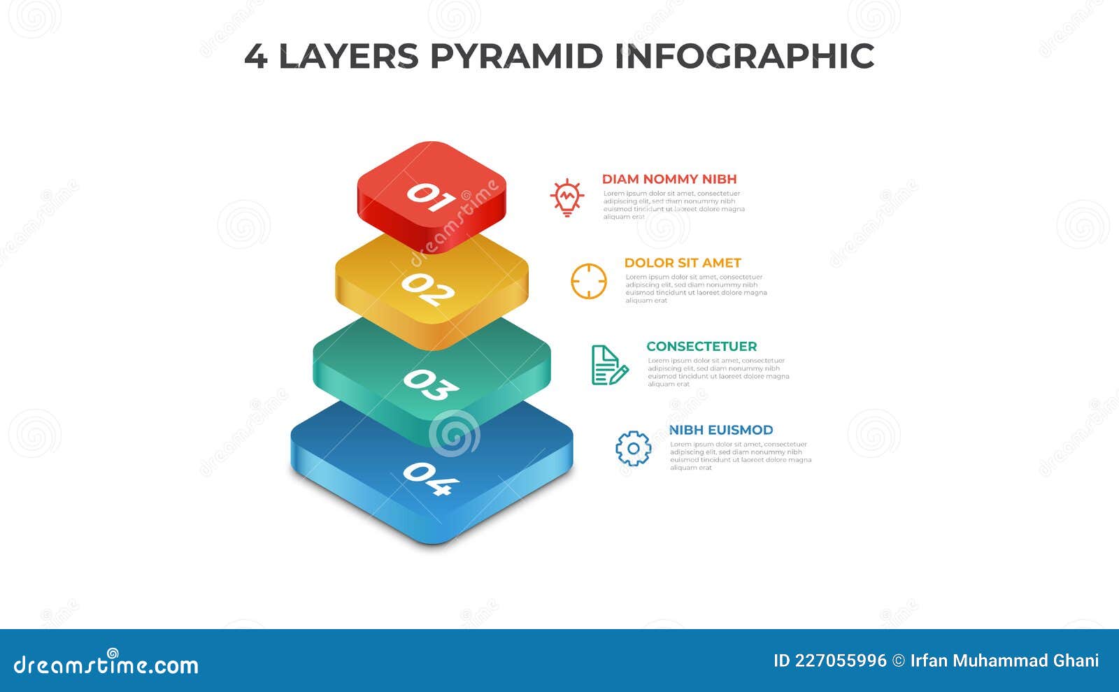 Pyramid Infographic Template with 4 Layers Stock Vector - Illustration ...