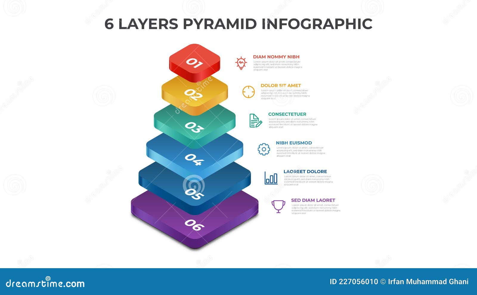 Pyramid Infographic Template with 6 Layers Stock Vector - Illustration ...